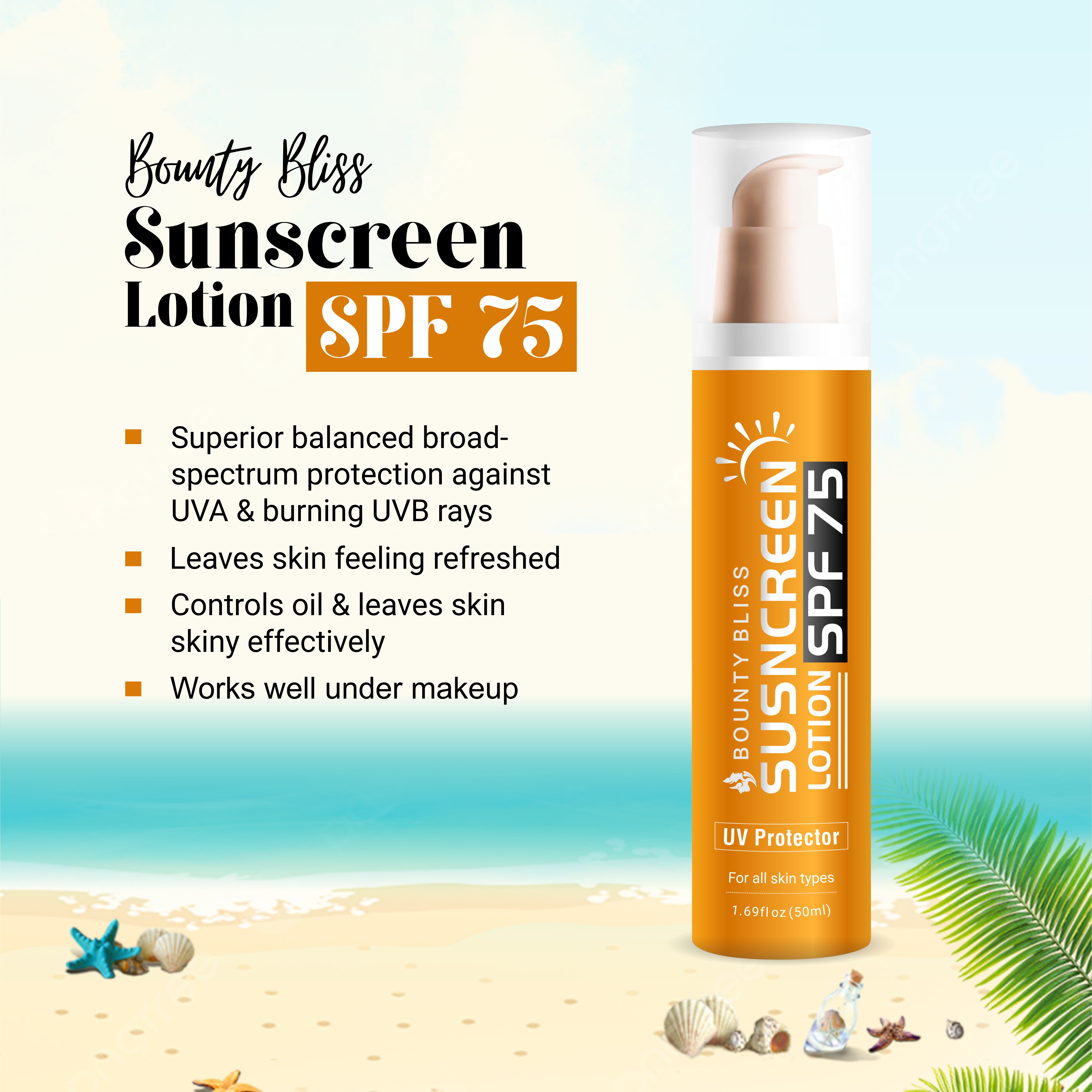 Bounty Bliss Sunscreen Lotion SPF-50 PA+++ Broad Spectrum Protection ...